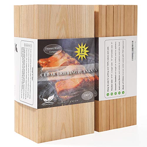 12 Pack Cedar Grilling Planks with Thicker (4/10β) & Larger (12βx 6β) Size. Add Extra Flavor and Smoke to Salmon - BBQ China Incense Cedar Planks for Grilling Salmon, Fish, Steak and Veggies.