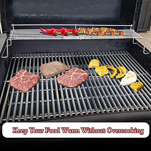 QuliMetal 17.5" 304 Stainless Steel Flavor Bars, Heat Deflector and Warming Rack for Weber Genesis 300 E310 E320 E330 S310 S330 (with Front Control Knobs)