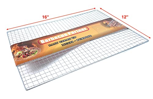 Barbecue Partner Portable Campfire Barbecue Charcoal Grill Wire mesh Rack Grate for Camping picnicking, Rectangular mesh, 16 * 12 inch