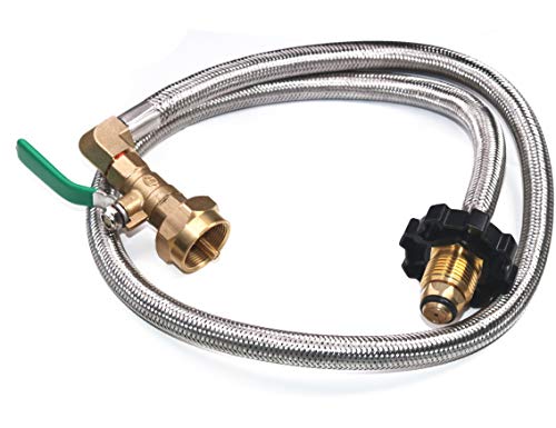 DOZYANT Universal 3 Feet Propane Refill Hose with ON-Off Control Valve Propane Refill Adapter for 1 lb Propane Tank Cylinder Bottle, POL Propane Tank Connector Stainless Steel Hose