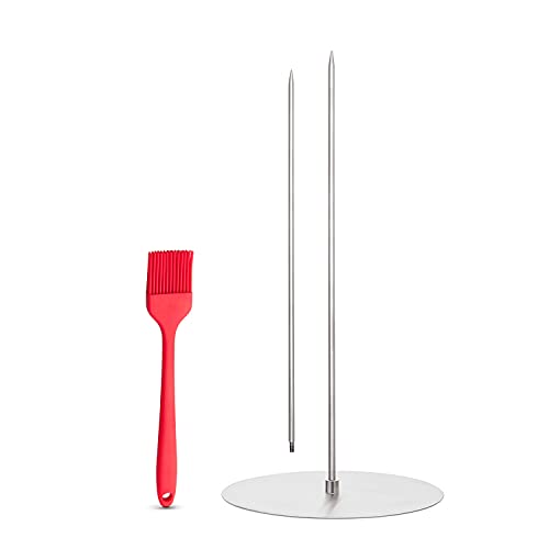 Kütral Vertical Skewer, Shawarma stand (9- and 12-Inches spike) Brazilian Skewer for Tacos Al Pastor,This Vertical Barbeque Grilling Rack Comes with Silicone Basting Brush