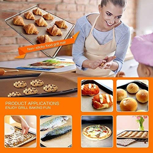 Miaowoof Grill Mat Set of 7-100% Non-Stick BBQ Grill Mats, Heavy Duty, Reusable, and Easy to Clean - Works on Electric Grill Gas Charcoal BBQ-15.75 x 13 Inch