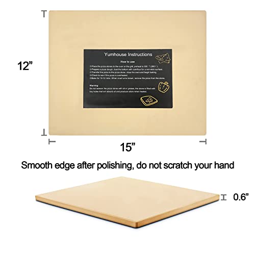Yumhouse Pizza Stone for Oven and Grill Rectangular, Large Cooking Stone Includes Free Plastic Scraper, Durable and Safe Cordierite Baking Stone Heavy Duty for Pizza,Bread,Pie,BBQ(15βΓ12β)