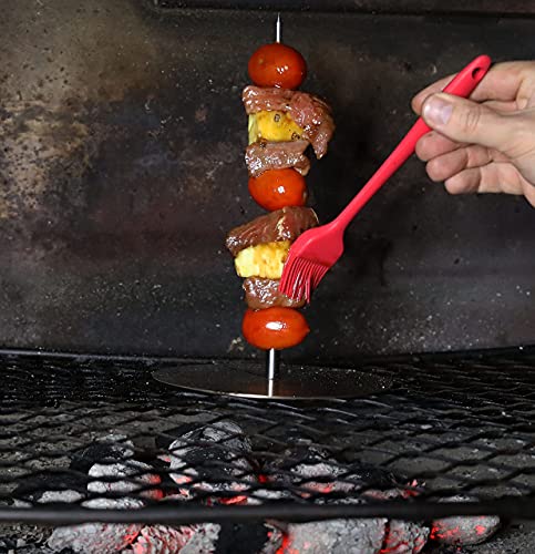 Kütral Vertical Skewer, Shawarma stand (9- and 12-Inches spike) Brazilian Skewer for Tacos Al Pastor,This Vertical Barbeque Grilling Rack Comes with Silicone Basting Brush