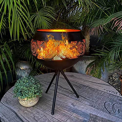 Solar Fire Pit Lantern, Candle Flickering Flame Lights Outdooor Waterproof Garden Torch Lights with Solar Powered LED Flickering Tabletop Lamp Decor for Table Patio Pathway Yard Landscape Decoration