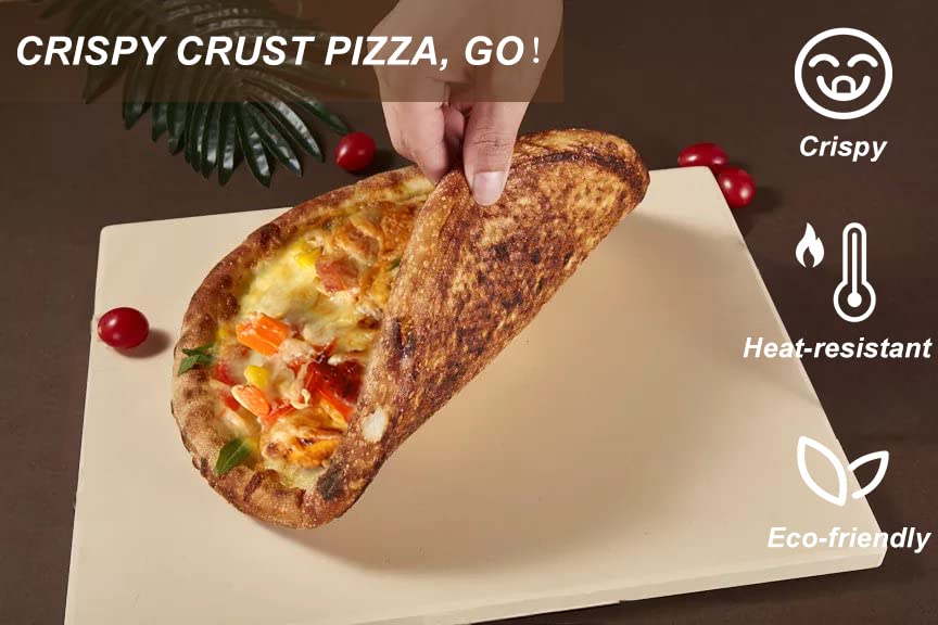 Yumhouse Pizza Stone for Oven and Grill Rectangular, Large Cooking Stone Includes Free Plastic Scraper, Durable and Safe Cordierite Baking Stone Heavy Duty for Pizza,Bread,Pie,BBQ(15βΓ12β)