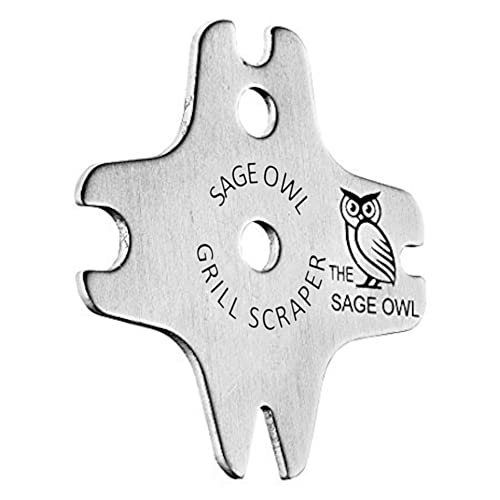 Sage Owl Stainless Steel Grill Scraper Tool - BBQ Gifts for Women Who Has Everything - Dishwasher Safe Bristle Free Grill Cleaning Brush Alternative - Mens Stocking Stuffers for Christmas