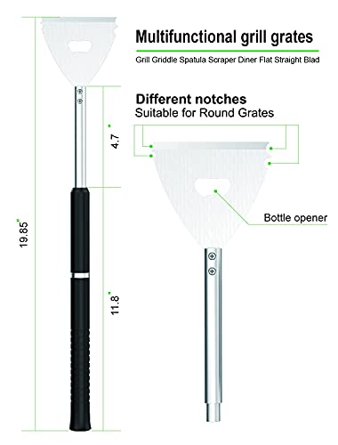 TANiCOO Stainless Steel 19.85" Griddle Scraper, Extra Length Grill Scraper,Slant Edge Grill Spatula,Fit for Teppanyaki Flat Top and Works with Most Hot Grill Grates