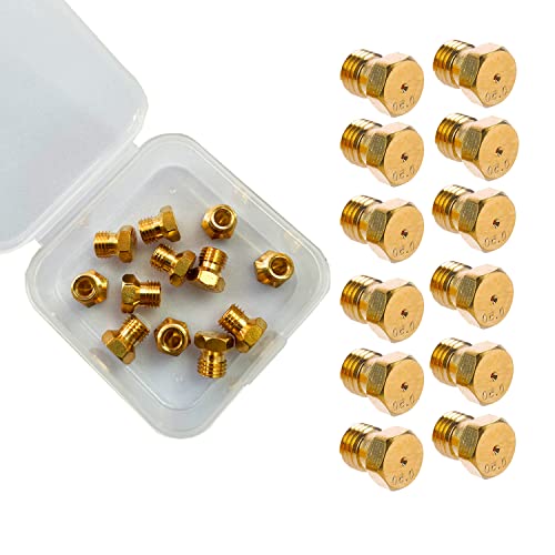 THYULIFE 12 Pack Grill Propane Gas Orifice Nozzle Conversion Kit - DIY Burner Brass Jet Nozzles Replacement Parts for Weber and Most Brands Grills, Easy to Drill Out, Orifice Size 0.5mm, M6x0.75mm