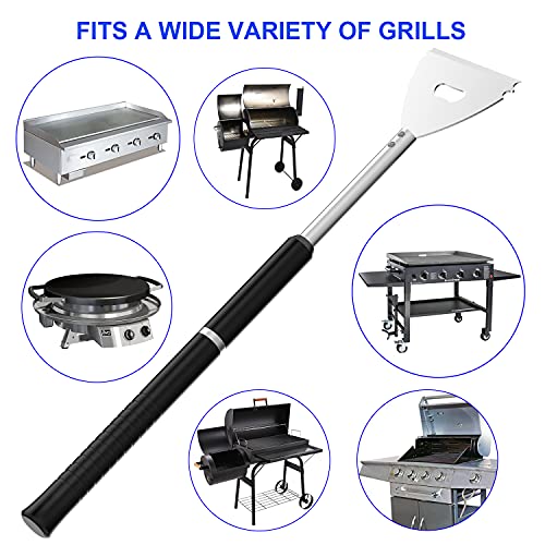 TANiCOO Stainless Steel 19.85" Griddle Scraper, Extra Length Grill Scraper,Slant Edge Grill Spatula,Fit for Teppanyaki Flat Top and Works with Most Hot Grill Grates