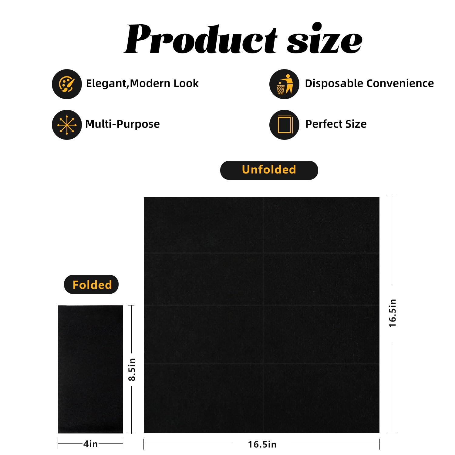 KAMMAK 100 Pack Black Napkins Disposable Linen Feel Dinner Paper Napkins Bulk, Soft Thick and Absorbent Fancy Napkins Cloth Like for Bathroom, Kitchen, Wedding,Christmas Party and Any Events