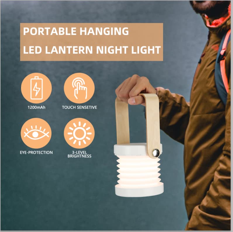 TitiGeeli Rechargeable LED Camping Lantern Lamp,Rechargeable-Dimmable-Multi-Functional Portable Light,4-in-1 Foldable Table Lamp,Bedside Lamp for Bedroom,Living Room,Outdoor,Office,Camping
