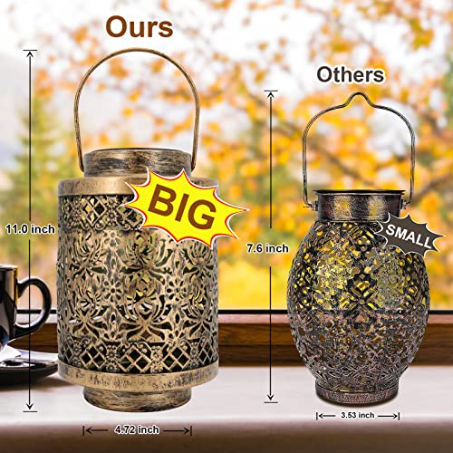 2 Pack Solar Lanterns Outdoor Waterproof, TYNLED Metal Solar Lantern Hanging Solar Outdoor Lanterns Solar Powered Outdoor Lanterns for Garden Patio Pathway Yard Porch