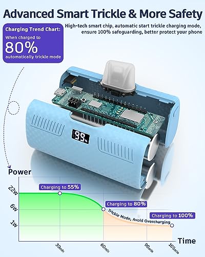 GIN FOXI Portable Charger for iPhone, Fast Charging (22W) LCD Digital Display Cute Power Bank, Portable Phone Charger Battery Pack for iPhone 14/14 Plus/13/13 Pro Max/12/11/8