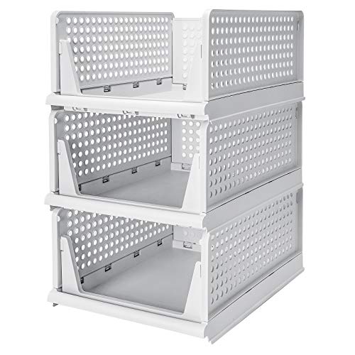 Homde 3 Pack Closet Organizer Stackable + 2 Pack Storage Bins 57.8QT with Lids and Wheels