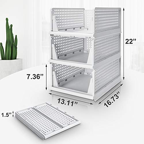 Homde 3 Pack Closet Organizer Stackable + 2 Pack Storage Bins 57.8QT with Lids and Wheels