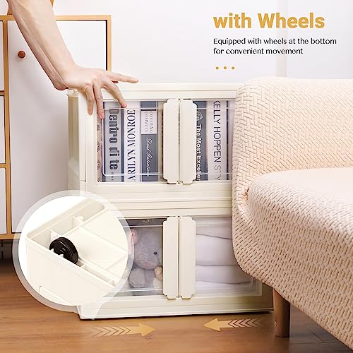 Homde 3 Pack Closet Organizer Stackable + 2 Pack Storage Bins 57.8QT with Lids and Wheels