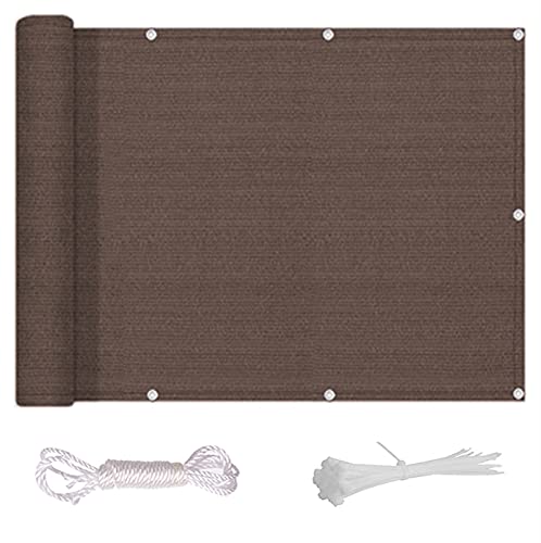 WUZMING Balcony Privacy Screen, Outdoor Yard Wall Fence Privacy Protection Net Weatherproof UV Protection, with Rope and Cable Ties (Color : Brown, Size : 70x460cm)