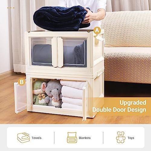 Homde 3 Pack Closet Organizer Stackable + 2 Pack Storage Bins 57.8QT with Lids and Wheels