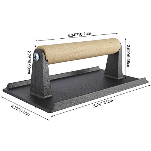 Yaegoo 2 Pack Cast Iron Steak Weight Press with Wooden Handle 8 x 4-Inch for Bacon, Paninis, Sandwiches and Vegetables