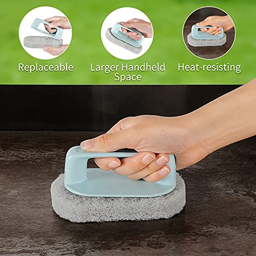 Griddle Cleaning Scouring Pads with Handle for Blackstone,Griddle Scrubber Tool for Flat Top Grill,15 Piece Griddle Brush Cleaner kit for Grill Cleaning Accessories on Hot Griddle Grill