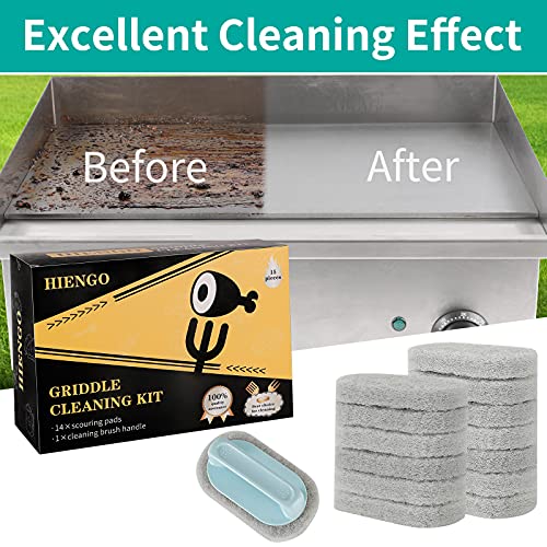 Griddle Cleaning Scouring Pads with Handle for Blackstone,Griddle Scrubber Tool for Flat Top Grill,15 Piece Griddle Brush Cleaner kit for Grill Cleaning Accessories on Hot Griddle Grill