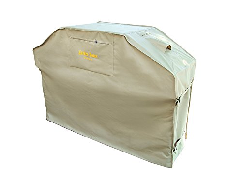 Felicite Home Up to 64" Wide, Water Resistant, Air Vents, Padded Handles, Elastic Hem Cord - Heavy Duty Burner Gas BBQ Grill Cover,Khaki
