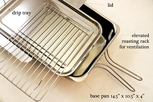 ExcelSteel Stainless Steel Stovetop Smoker, 14 1/2" X 10 1/2" X 4", Silver
