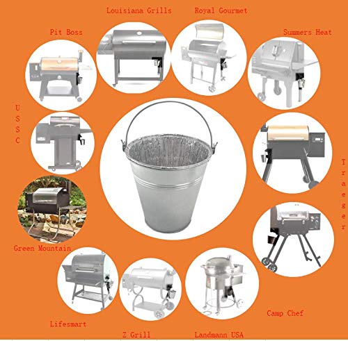 Firsgrill Grease Bucket & 12 pcs 6" High Liners Foil Tray Professional Replacement Wood Pellet Grills Pit Boss 67292, Oklahoma Joe's 9518545P06 Rec Treager Tec & Smoker.