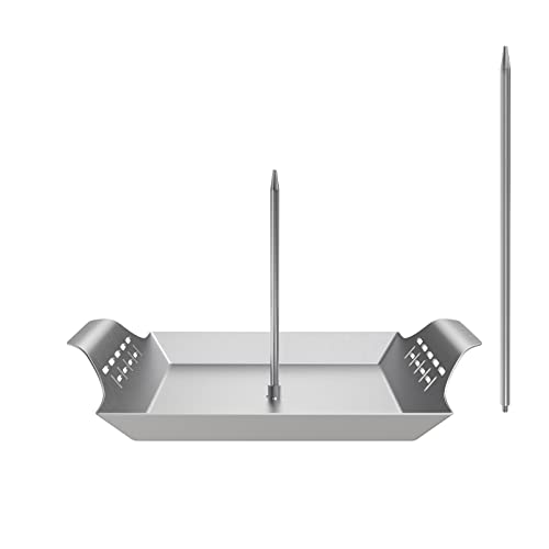 Stainless Steel 10 inch Vertical Skewer for Tacos Al Pastor-Shawarma Stand Skewer for Charcoal Grills or Stove,with 2 Removable Spikes(8.5â/12â)-Universal BBQ Grilling Accessory