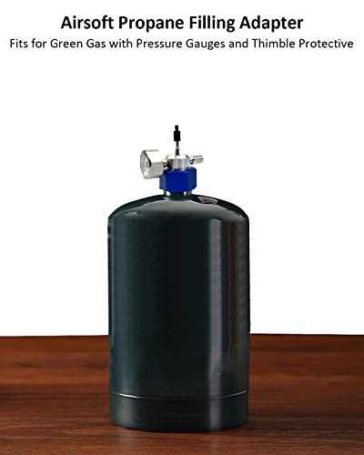 YIGUCS Airsoft Propane Filling Adapter for Green Gas with Pressure Gauges and Thimble Protective Cover Use with Propane Camping Tank
