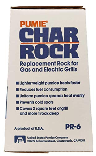 Pumie PR-6 Char Rocks | Creates More Even Heat Distribution | Reduces Flare Ups | 6 Pound Box of Pumie Char Rocks
