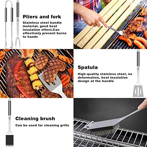 AISITIN Grill Accessories 25PCS BBQ Tools Set Stainless Steel Grilling Kit with Thermometer, Fork, Tongs and Spatula, Grill Mat - Gifts for Dad Durable, Stainless Steel Grill Tools