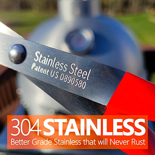 Shark BBQ Heavy Duty Compact Grilling Tongs for Kitchen and Outdoor Barbecue: Expert Craftsmanship and Durability Demanded by Professionals (Red)