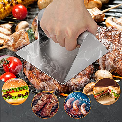 lsshao Pro Grade Burger Press Steak Weight with 304 Stainless Steel,Heavy Duty 5.5” Grill Press for Grills, Griddles and Flattops Perfect for Bacon, Paninis, Sandwiches and Vegetables,Dishwasher1
