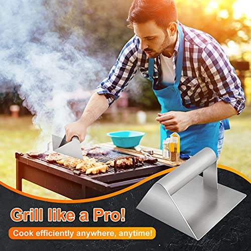 lsshao Pro Grade Burger Press Steak Weight with 304 Stainless Steel,Heavy Duty 5.5” Grill Press for Grills, Griddles and Flattops Perfect for Bacon, Paninis, Sandwiches and Vegetables,Dishwasher1