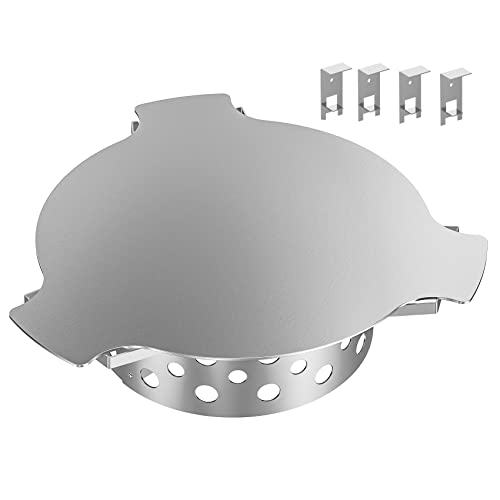 Skyflame Stainless Steel Charcoal Chamber& Heat Deflector, BBQ Smoking Gilling Kit Compatible With 22” Weber Kettle Grills Cooking - U.S. Design Patent, Turns Your Charcoal Grill Into a Smoker or Outdoor Oven