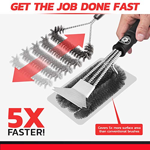 Grill Brush and Scraper - Grill Cleaner Brush Grill Accessories for Outdoor Grill - Safe BBQ Brush for Grill Cleaning - Heavy Duty 17" Grill Brushes