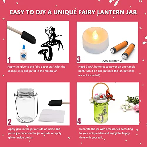Fairy Lantern Crafts for Girls - DULLA Arts and Crafts for Kids Ages 8-12, DIY Garden Decor Fairy Mason Jar Night Light, Birthday Christmas Party Gifts for Girls Age 8 9 10 11 12