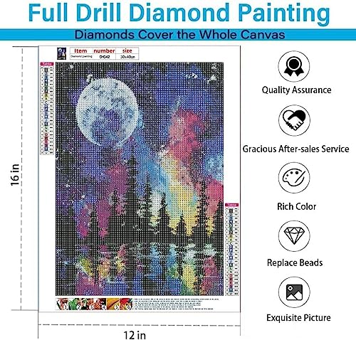 Eiazuiks Diamond Painting Kits for Adults, Moon 5D DIY Diamond Art Kits Full Drill Diamond DotS for Gift Wall Decor Gem Arts 12x16 inch