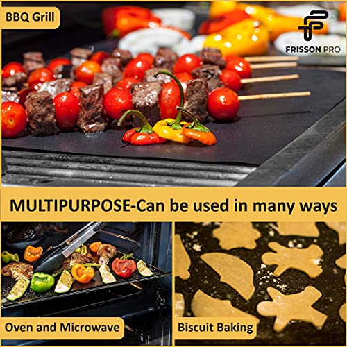 Extra Large BBQ Grill Mesh Bags pouches Set of 2 (14X11.5in) with Barbecue Grill Mat (14X11.5in) Reusable Non-Sticky Dishwasher Safe Heat-Resistant 500F for Gas Charcoal Electric Grill mess free use