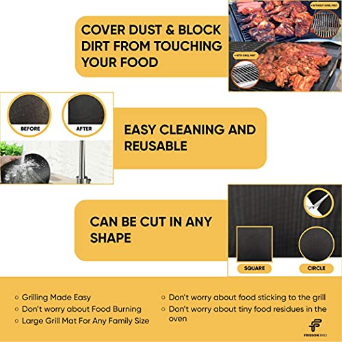 Extra Large BBQ Grill Mesh Bags pouches Set of 2 (14X11.5in) with Barbecue Grill Mat (14X11.5in) Reusable Non-Sticky Dishwasher Safe Heat-Resistant 500F for Gas Charcoal Electric Grill mess free use
