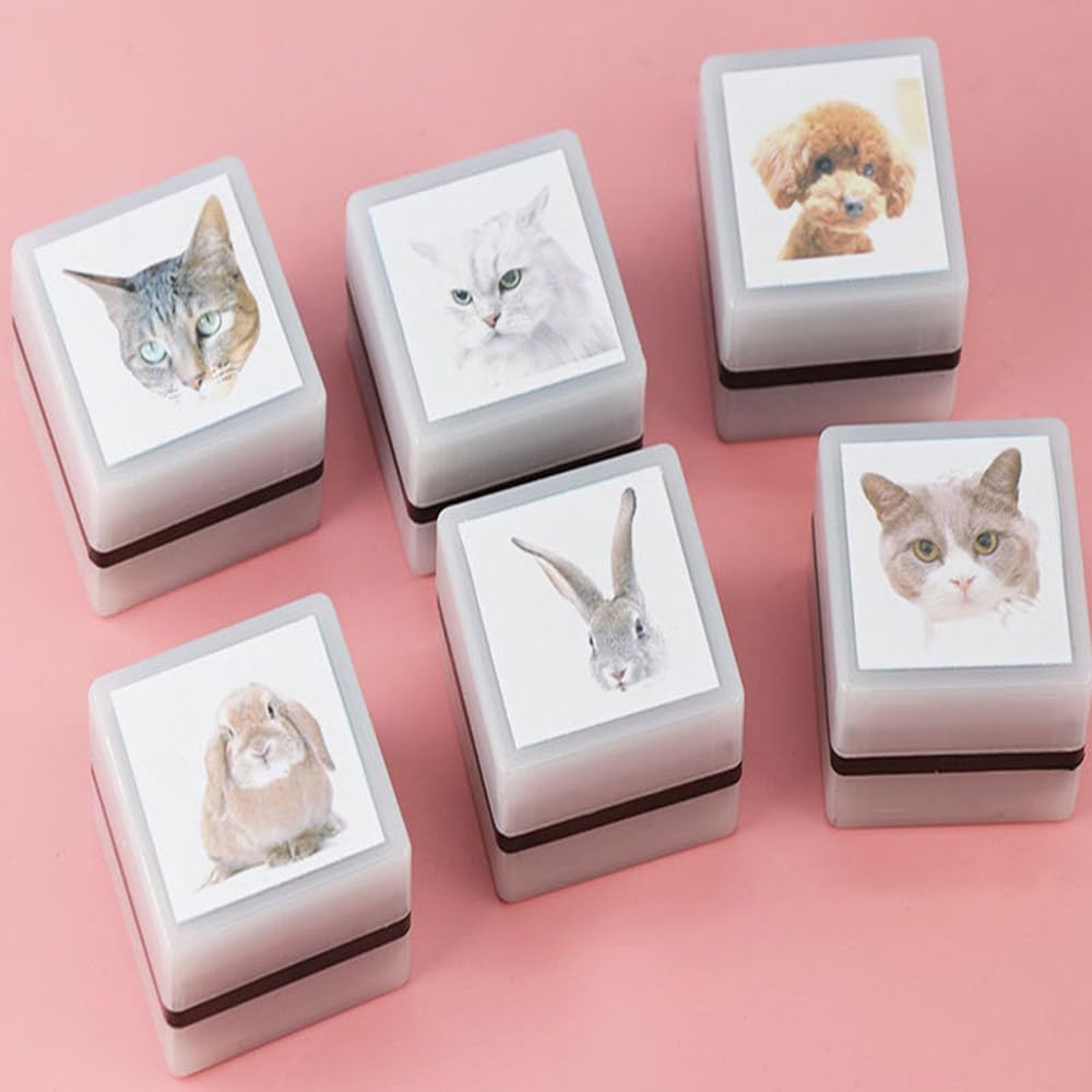 Personalized Pet Self-Inking Stamps,Custom Pet Photo Portrait Stamps for Cats Dogs,Rubber,Square,Funny Gift for Animal Lovers