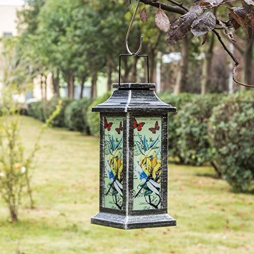 Topadorn Outdoor Hanging Solar Lantern Decoration for Garden Patio, Vintage Dragonfly Lantern