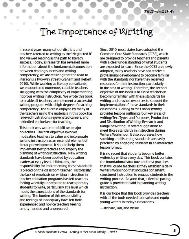 Getting to the Core of Writing: Essential Lessons for Every Fourth Grade Student