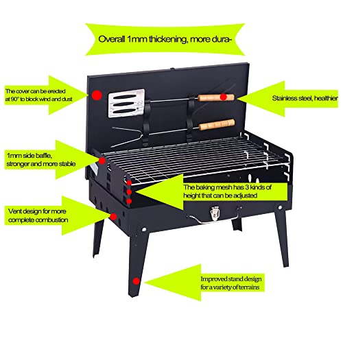 Advanced Portable Charcoal Grill Outdoor Folding Barbecue Grill Comes with BBQ Toolbox Grill Barbecue Grill Stall