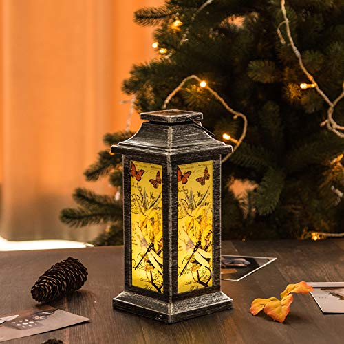 Topadorn Outdoor Hanging Solar Lantern Decoration for Garden Patio, Vintage Dragonfly Lantern