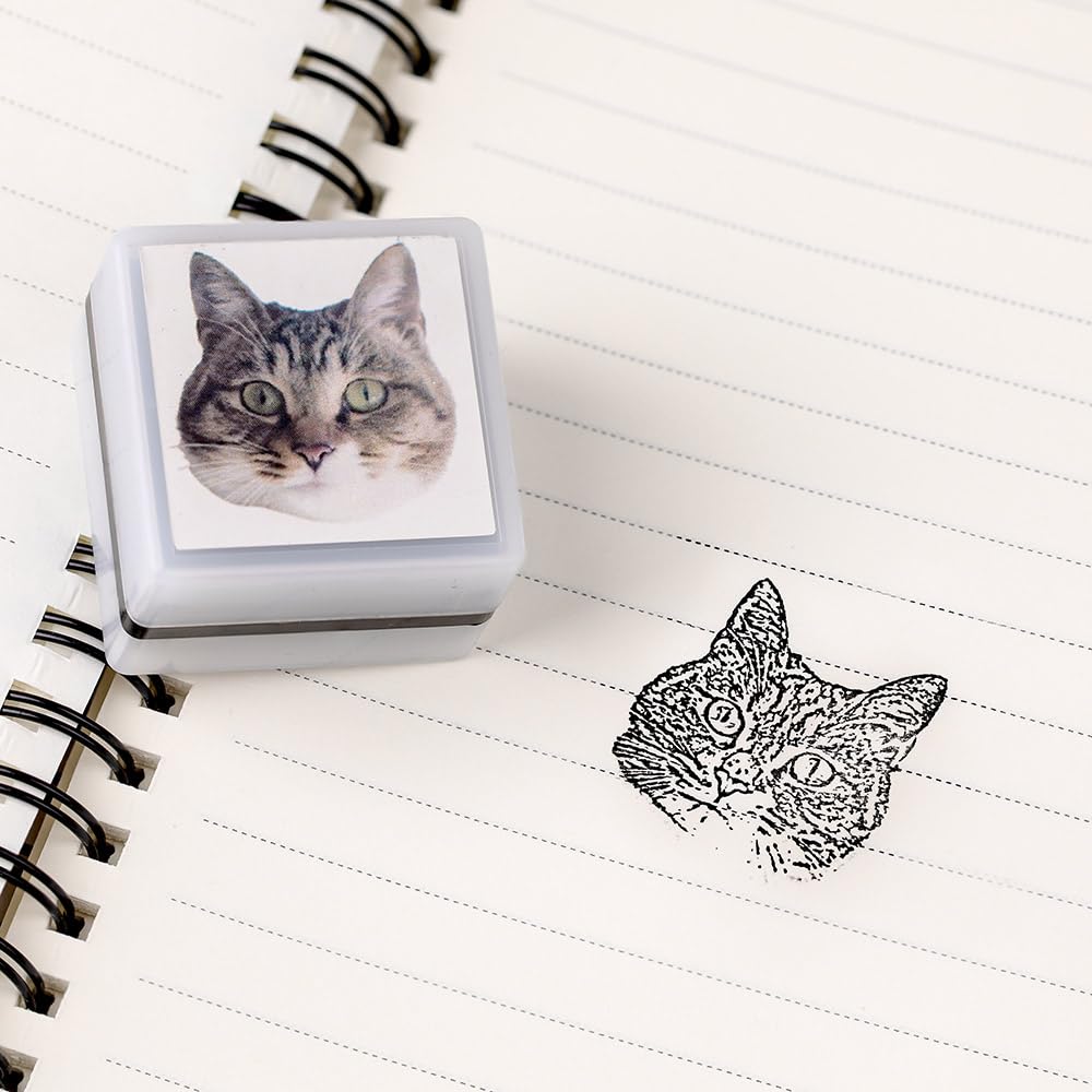 Personalized Pet Self-Inking Stamps,Custom Pet Photo Portrait Stamps for Cats Dogs,Rubber,Square,Funny Gift for Animal Lovers