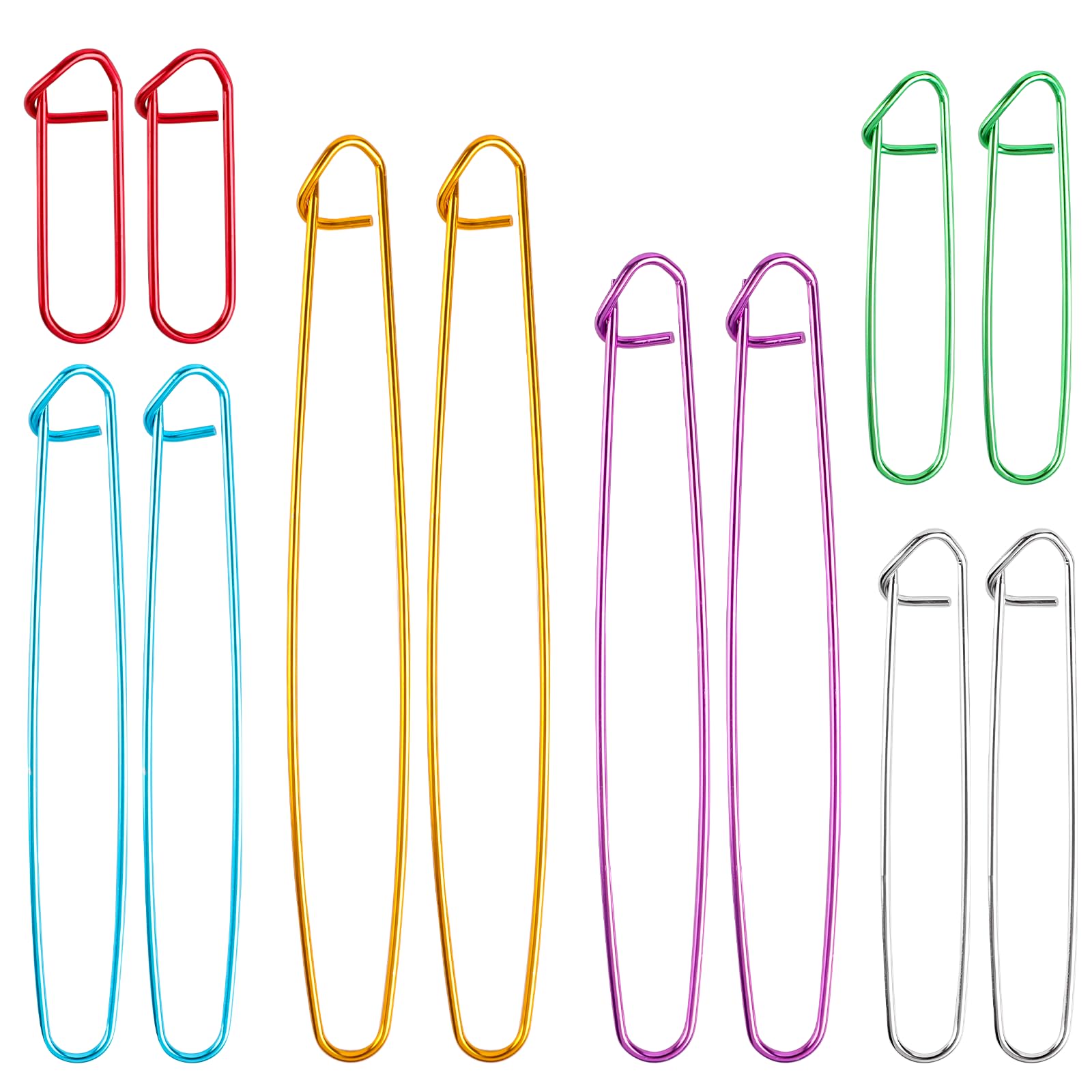 12 PCS Knitting Stitch Holder Set 6 Size Colorful Aluminum Yarn Stitch Holder Set Needles Practical Knitting Crochet Tools Knitting Supplies for Manual DIY Blankets Knitting Project