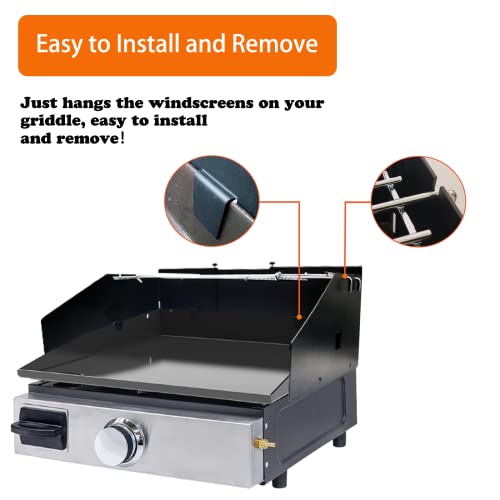 Petrirufun Universal Wind Guard and Griddle Warming Rack Set for Griddle From 16" to 28" without Hood, Wind Screen and Cooking Grid Griddle Parts for Blackstone 17β and Other Griddle With Front Grease